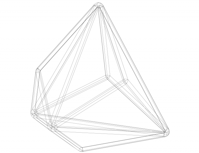 Wireframe Shape Triakis Tetrahedron Model Cetak 3D in Seni matematika ...