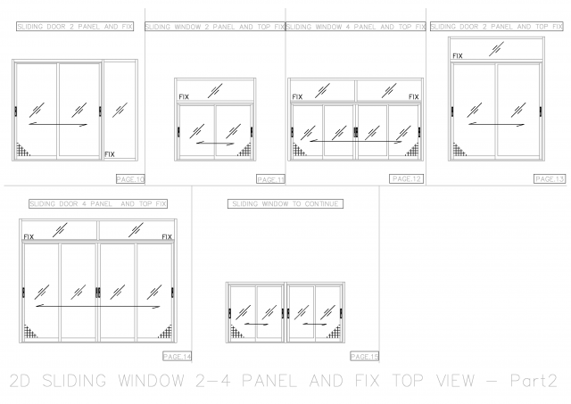 2D SLIDING WINDOW 2-4 PANEL AND FIX TOP VIEW 3D Model in Decoration ...