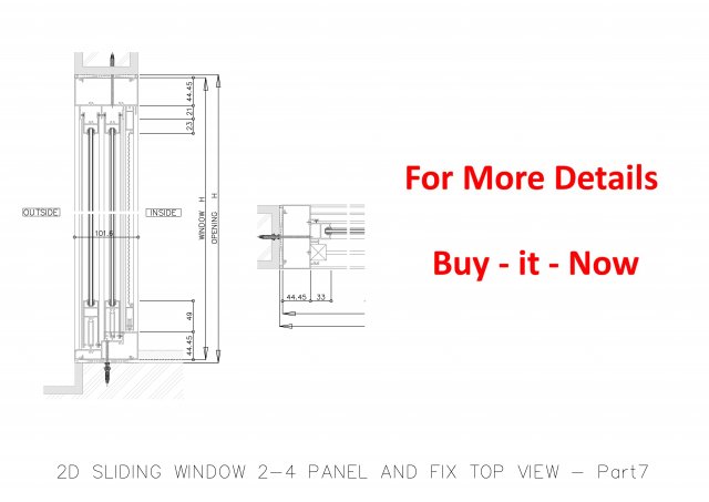 2D SLIDING WINDOW 2-4 PANEL AND FIX TOP VIEW 3D Model in Decoration ...