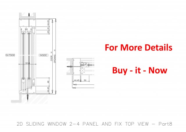 2D SLIDING WINDOW 2-4 PANEL AND FIX TOP VIEW 3D Model in Decoration ...