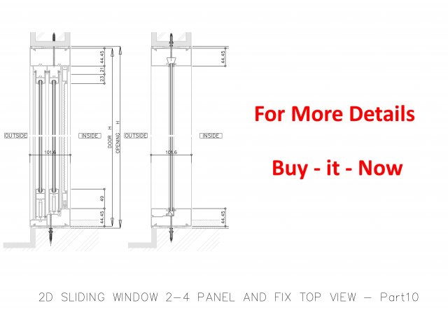 2D SLIDING WINDOW 2-4 PANEL AND FIX TOP VIEW 3D Model in Decoration ...