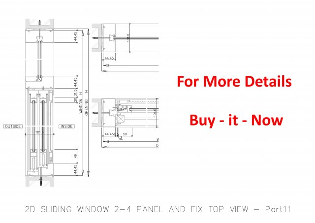 2D SLIDING WINDOW 2-4 PANEL AND FIX TOP VIEW 3D Model in Decoration ...
