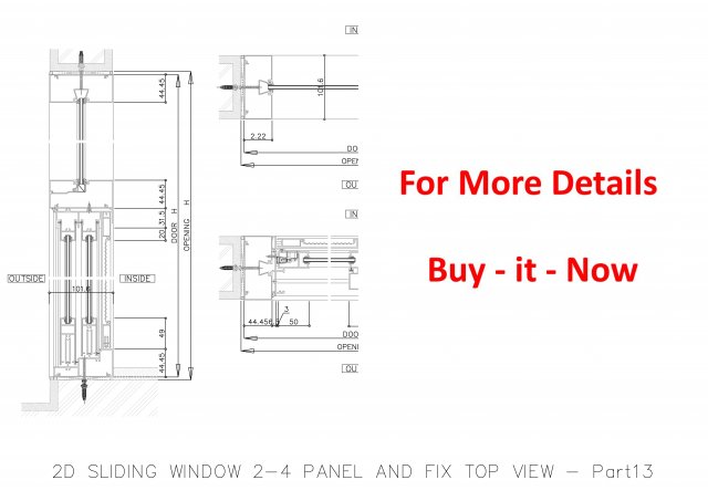2D SLIDING WINDOW 2-4 PANEL AND FIX TOP VIEW 3D Model in Decoration ...