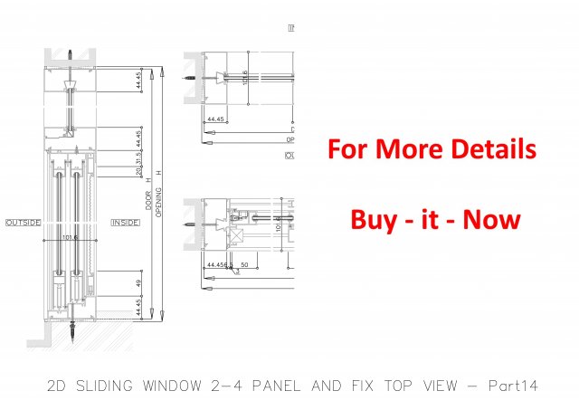 2D SLIDING WINDOW 2-4 PANEL AND FIX TOP VIEW 3D Model in Decoration ...