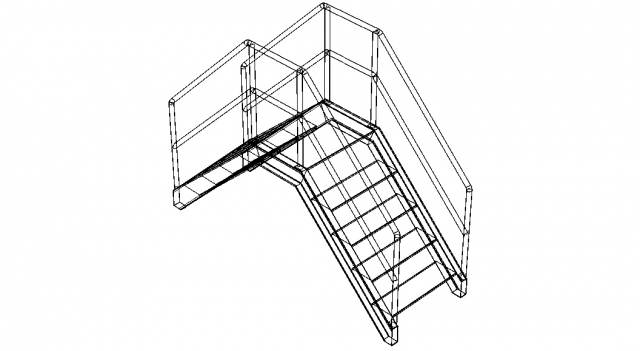 Industrial Steel Crossover Stair 3D Model in Stair 3DExport