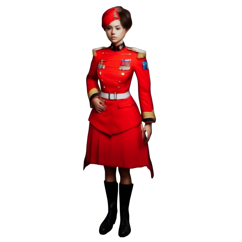 Red Military Uniform Female Character Model Modèles 3D en vedette in Figurines 3DExport