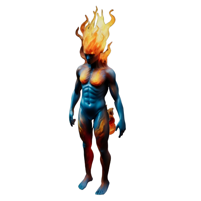 Flame Sentinel - Elemental Fire Being Statue 3D Print Model in Monsters ...