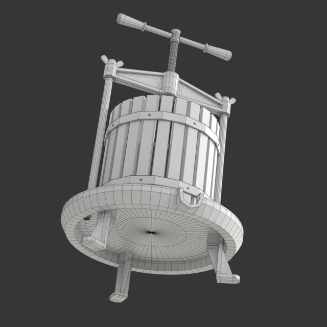 Traditional Green Fruit and Wine Press 3D Model in Tools 3DExport