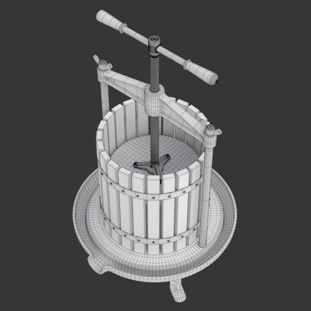Traditional Green Fruit and Wine Press 3D Model in Tools 3DExport