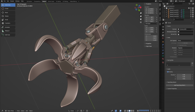 Industrial Hydromechanical Claw 3D Model in Machines 3DExport