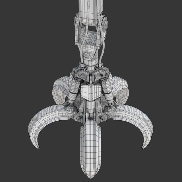 Industrial Hydromechanical Claw 3D Model in Machines 3DExport