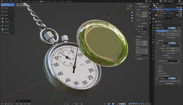 Stop Watch 3D Model in Jewellery 3DExport