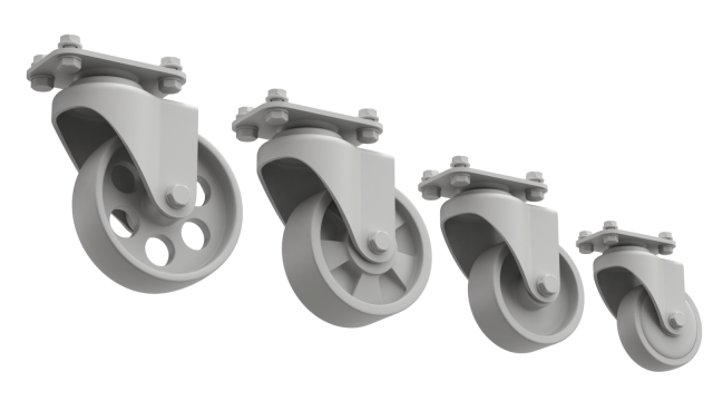 Set of Caster Wheels 3D Model in Cart 3DExport