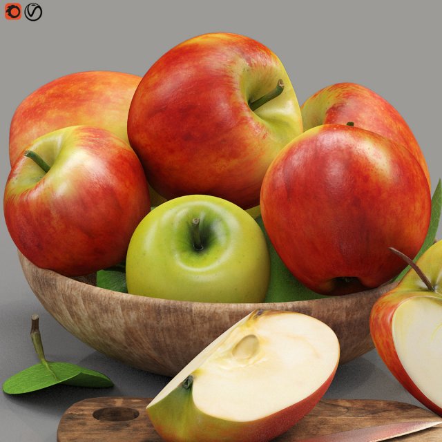 Bowl of apples 3D Model in Fruit 3DExport