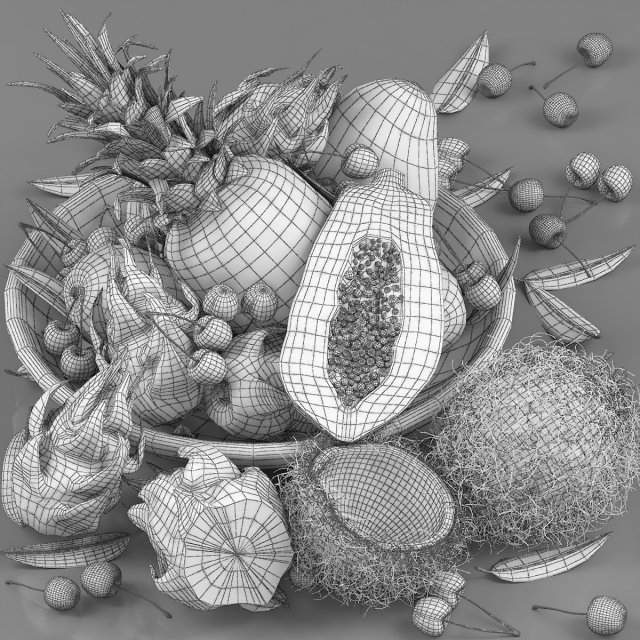 Tropical fruits 3D Model in Fruit 3DExport