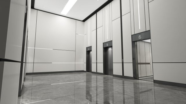 Modern elevator room 3D Model in Hall 3DExport