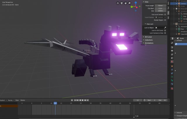 Ender Dragon Minecraft Blender 3D Model in Fantastik 3DExport