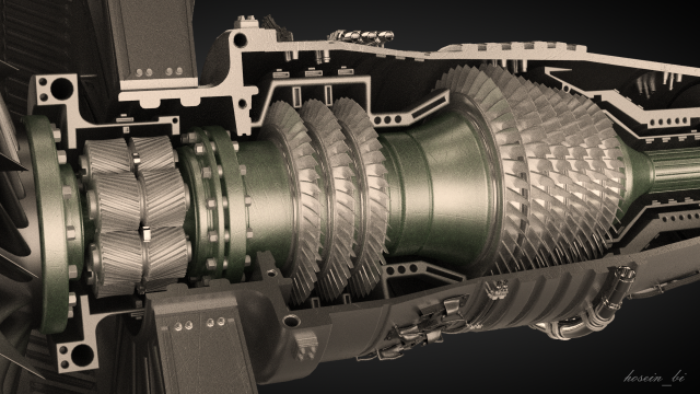 Jet Engine 3D Model in Parts 3DExport