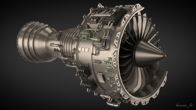 Jet Engine 3D Model in Parts 3DExport