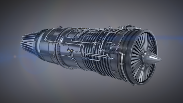 Jet Engine 3D Model in Parts 3DExport