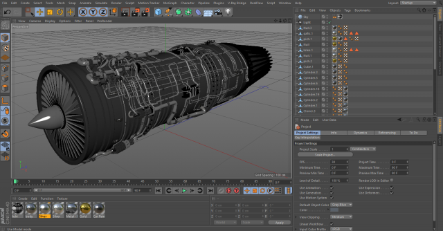 Jet Engine 3D Model in Parts 3DExport