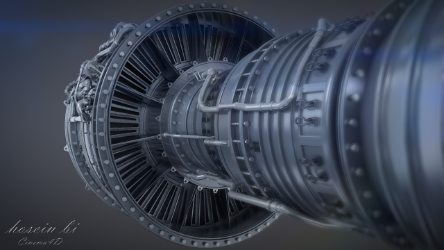 Jet Engine 3D Model in Parts 3DExport