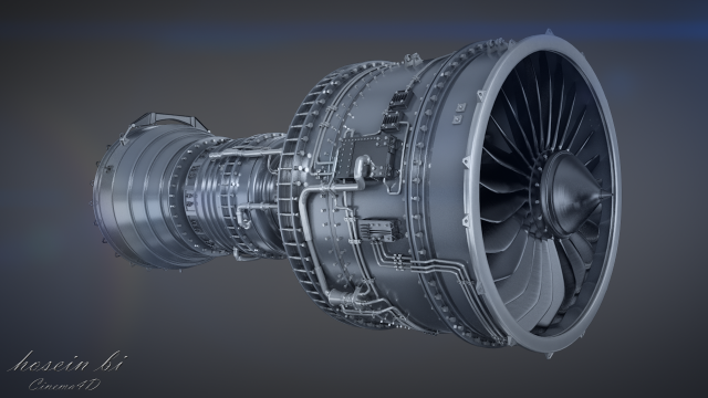 Jet Engine 3D Model in Parts 3DExport