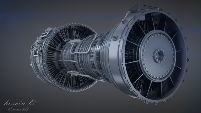 Jet Engine 3D Model in Parts 3DExport