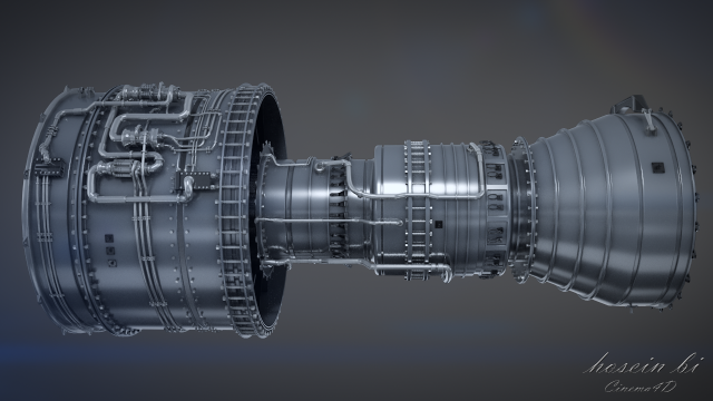 Jet Engine 3D Model in Parts 3DExport