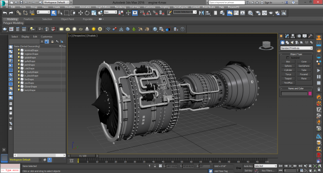 Jet Engine 3D Model in Parts 3DExport