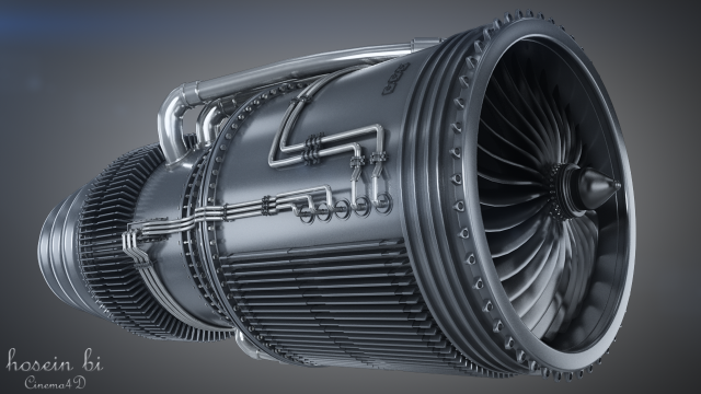 Jet Engine 3D Model in Parts 3DExport