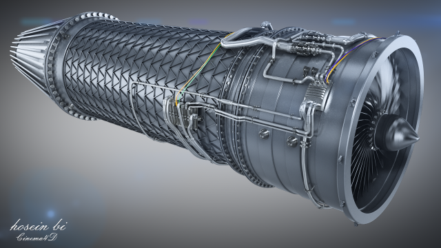 Jet Engine 3D Model in Parts 3DExport