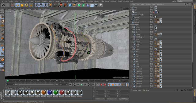 Jet Engine 3D Model in Parts 3DExport