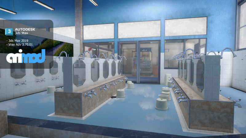 Japanese Bathhouse 3D Model in Bathroom 3DExport
