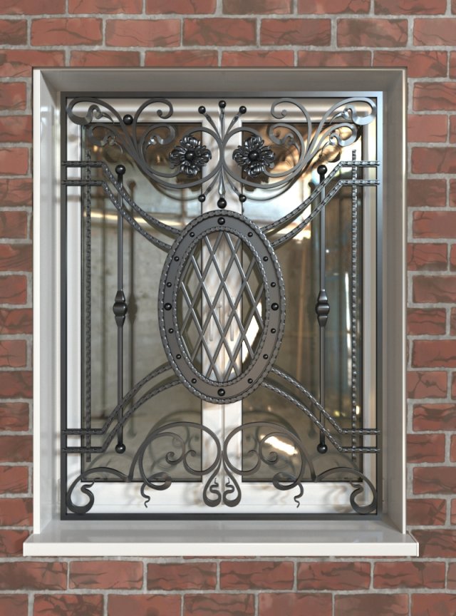 Metal forged window lattice 3D Model in Miscellaneous 3DExport