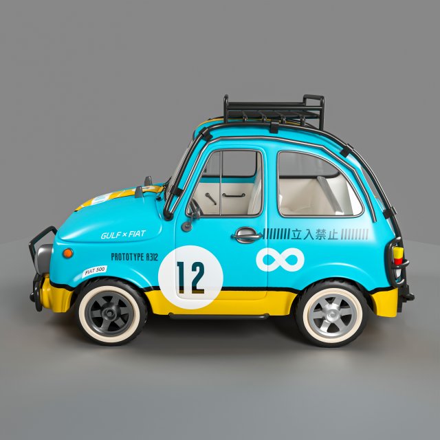 Cartoon-version FAIT 500 3D Model in Racing 3DExport