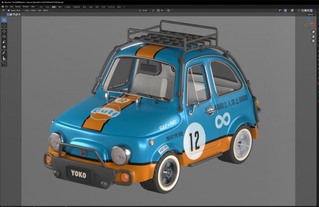 Cartoon-version FAIT 500 3D Model in Racing 3DExport