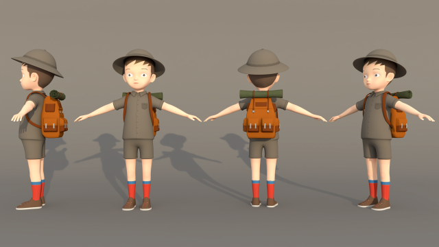 Explorer Mountain Climber Character 3D Model in Child 3DExport