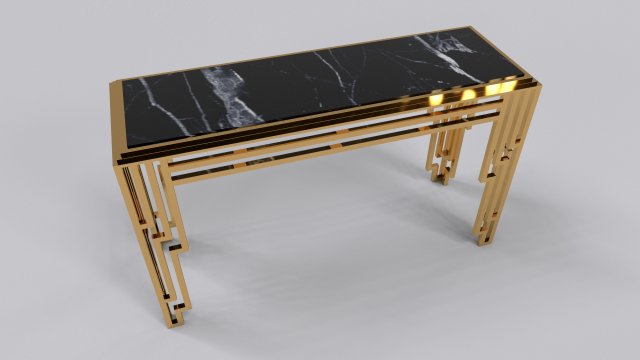 Console table stainless with marble black calacatta Free 3D Model in Table 3DExport