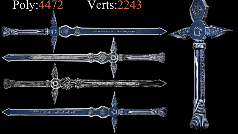 Game Ready Swords Low poly Vol 03 3D Model in Melee 3DExport