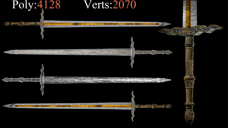 Game Ready Swords Low poly Vol 03 3D Model in Melee 3DExport