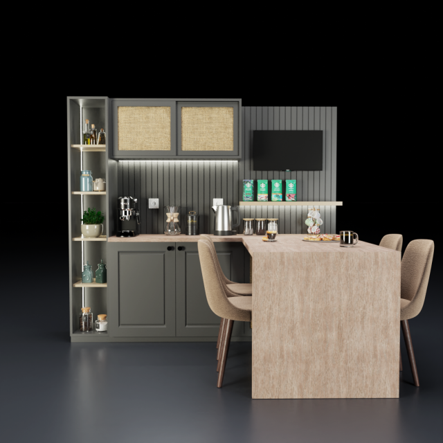 Coffee Corner 3D Model in Kitchen 3DExport