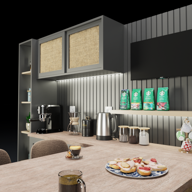 Coffee Corner 3D Model in Kitchen 3DExport