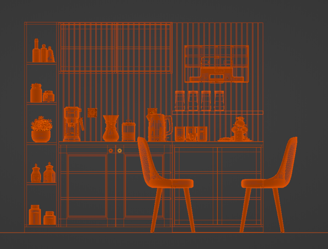 Coffee Corner 3D Model in Kitchen 3DExport