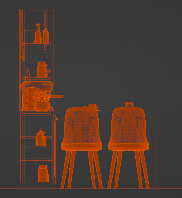 Coffee Corner 3D Model in Kitchen 3DExport