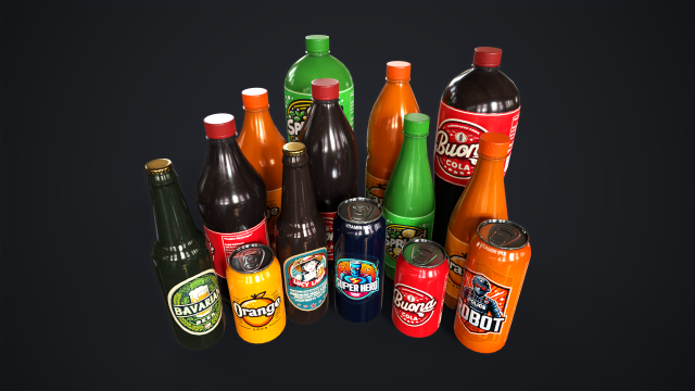 Various drinks 3D Model in Beverage 3DExport