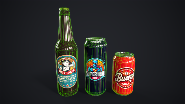 Various drinks 3D Model in Beverage 3DExport