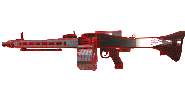 Low-Poly Light Machine MG 3D Model in Combat 3DExport