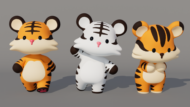Rigged Cartoon Tiger 3D Model in Cartoon 3DExport