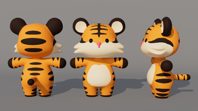 Rigged Cartoon Tiger 3D Model in Cartoon 3DExport